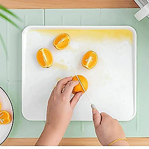 MMOOCO Chopping Board, Rectangular White Plastic Garnish Cutting Board, Chopping Board for Restaurant and Kitchen，Two Sizes (Size : Medium)