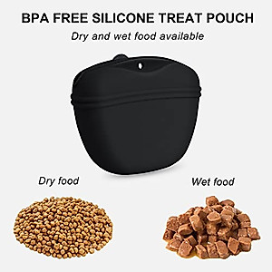 Left&Right Dog Clicker Training Kit,Silicone Dog Training Treat Pouch and Dog Clickers,Dog Treat Bag with Clicker Training for Dogs,Pet Treat Bag with Convenient Magnetic Buckle Closing and Waist Clip