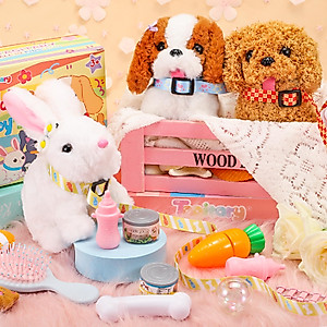 Tagitary Plush Toys Electronic Toy with Sounds,Wiggling Ears,Twitching Mouth and Nose, Interactive Rabbit Toy for Kids with Leash,Easter Christmas Birthday Gift for Toddlers Kids