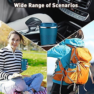 Coffee Travel Mug 12oz & 17oz, Insulated Coffee Mug with Lid, Leakproof Coffee Thermos, Coffee Tumbler for Hot&Cold Drinks, Stainless Steel Reusable Thermal Cup for Men Women