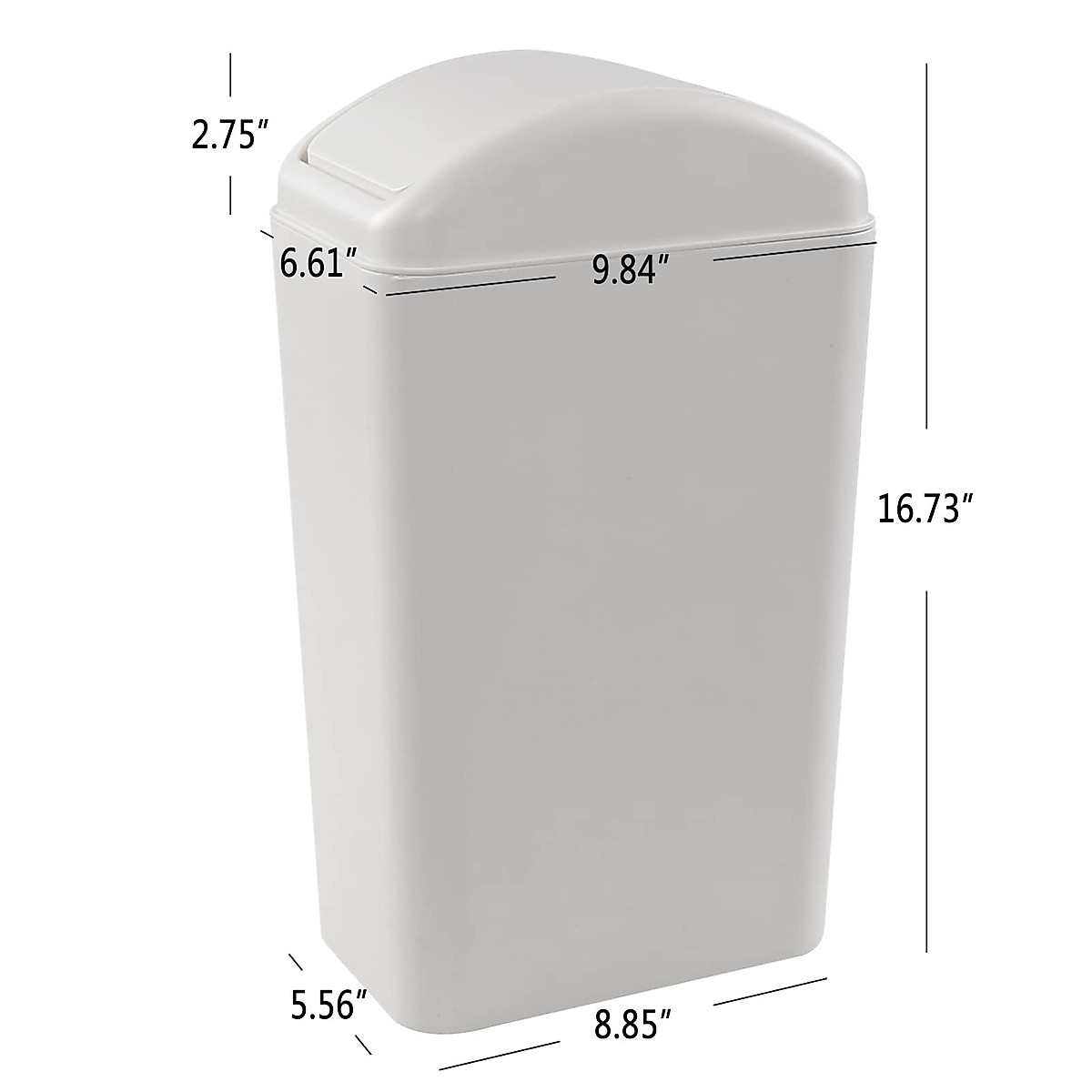 Ucake 3.5 Gallon Plastic Trash Can with Swing Top, Swing Lid Waste Bin