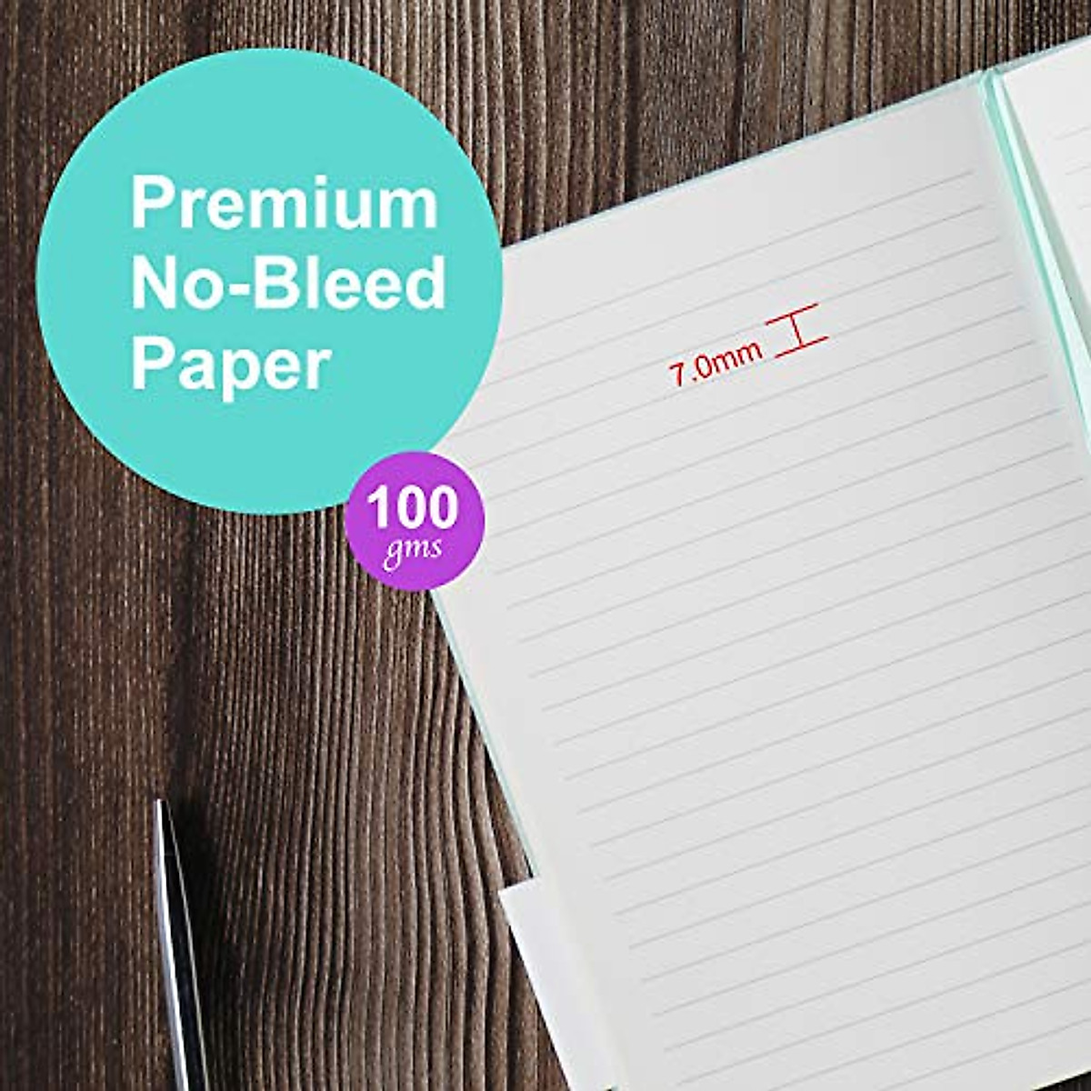 A5 Classic Notebook Journal, 5.6 X 8.1 inches,Hard Cover,160 Premium Thick Pages,Fine PU Leather, College Ruled Notebook with Pen Holder,1 Ribbon Bookmark for Journaling Writing Note and Planner