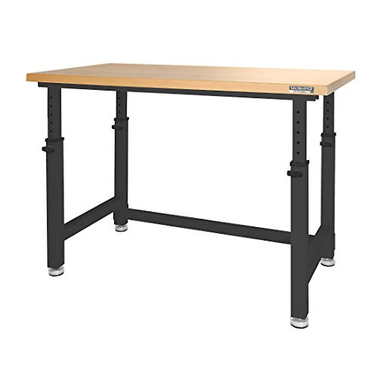 Seville Classics UltraHD Heavy Duty Height Adjustable Workbench Table w/ Solid Wood Top, 1000 lbs. Weight Capacity Workstation for Garage, Warehouse, Workshop, Satin Graphite, 48" W x 24" D Desktop