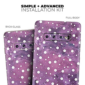 DesignSkinz White Polka Dots Over Purple Pink Paint Mix Protective Vinyl Decal Wrap Skin Cover Compatible with The Samsung Galaxy S20 (Screen Trim & Back Glass Skin)