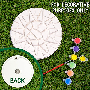 Creative Roots Mosaic Sun Stepping Stone Kit, Includes 7-Inch Ceramic Stepping Stone & 6 Vibrant Paints, DIY Garden Stone for Kids Ages 6+, Multicolor