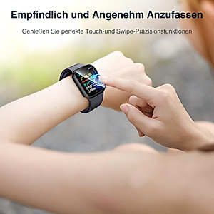 LK 2 Pack Hard PC Case with Tempered Glass Screen Protector Compatible for Apple Watch Series 9/8/7 45mm, Touch Sensitive, HD Ultra-Thin, Full Protective Cover for iWatch 9/8/7 45mm, Black