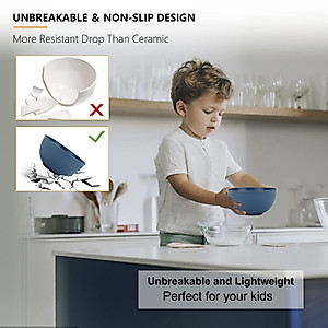 PYRMONT 26 OZ Plastic Bowls-Soup Bowls, Bowl Set of 8, Cereal Bowl, Small Bowls, Wheat Straw Bowls, Bowls for Kitchen,Unbreakable Kids bowls, Dishwasher & Microwave Safe Bowls, BPA-Free