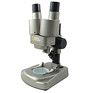NATIONAL GEOGRAPHIC Dual LED Student Microscope - 50+ pc Science Kit with 10 Prepared Biological & 10 Blank Slides, Lab Shrimp Experiment, Perfect for School Laboratory, Homeschool & Home Education