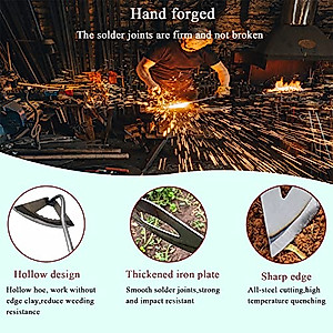 FmnyYaid Garden Hoe All-Steel Hardened Hollow Hoe, Sharp Durable Garden Weeding Tools, Garden Edger Weeder Portable Household Vegetable Garden Shovel for Backyard Loosening Farm Planting Weeding