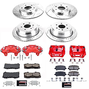 Power Stop KC7228 Z23 Evolution Front and Rear Brake Kit-Drilled/Slotted Rotors, Carbon Ceramic Brake Pads & Calipers