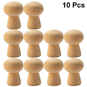 Kisangel 10pcs Wooden Mushroom Unfinished Wooden Peg Dolls Bodies Mushroom Head Kid Painting Wooden Doll for DIY Decoration Arts and Crafts Birch and Maple Wood Turnings