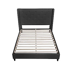 Best Master Furniture Vero Tufted Wingback Platform Bed, Cal King Black