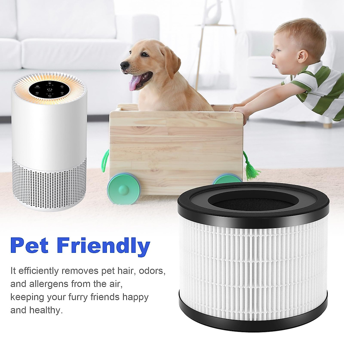 Horserdy AP-S0610L Replacement Filter Compatible with MOOKA AP-S0610L Purifier, 3-in-1 H13 True HEPA Filter, 2 Pack