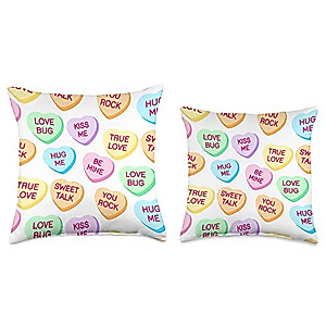GrayFox Happy Valentines Day Happy Valentines Day Candy Conversation Cute Hearts Throw Pillow, 16x16, Multicolor