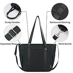 WANDF Lunch Bag for Women Leakproof Reusable Lunch Tote Bag with Wet Pocket Insulated Lunch Box for Work School Picnic Outdoor(Black)