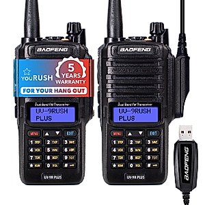 2X Baofeng UV-9R Ham Radios Long Range by youRUSH UV-9R Plus IP67 & Baofeng Programming Cable, Programmable Chirp Radio 8Watt Dual Band UHF/VHF Ham Radio Two Way Radio Baofeng Waterproof Radio