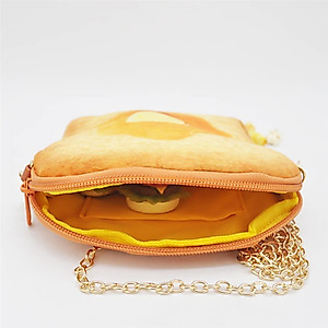 Cute Butter Toast Shoulder Bag, Plush Food Cossbody Handbag for Women, Phone Purse Messenger Bag