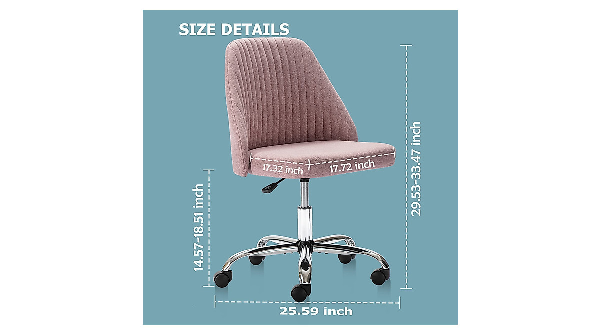 Rose Pink Desk Chair - Adjustable, Cute & Comfy Home Office
