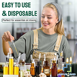 moveland 25Pcs 1ML Pipettes Dropper - Disposable Pipettes Plastic Dropper for Lab Science, Essential Oil, DIY Art, Medicine - Excellent Suction Without Leakage - Universal Pipette Tips