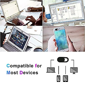 Webcam Cover Slide, Phone Camera Blocker Ultra Thin Camera Cover Slide for Laptop Desktop Pc Tablet Smartphone Protect Your Privacy and Security Strong Adhesive