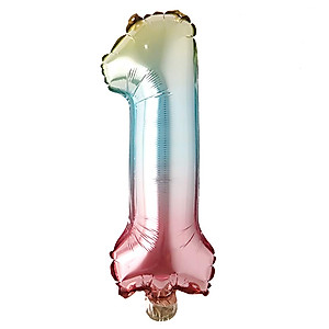 16 inch gradient rainbow number balloons unicorn party foil balloon baby shower 1 birthday party decorations kids numbers Air ball (16 Inch Rainbow 1)