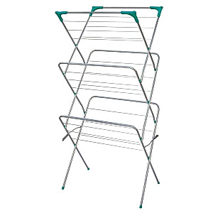 J&V TEXTILES Laundry Drying Rack for Clothes, Wood Clothing Dryer, Extreme Stability, Heavy Duty Built, Foldable, Collapsible Space Saving | Indoor-Outdoor Use - Pre-Assembled