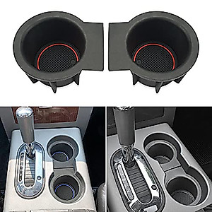 AOTEMILK TPE Console Cup Holder Inserts Replacement for Ford F150 2004-2008 with Flow Through Console Drink Bottle Hold for 2003-2006 Ford Expedition & Lincoln Navigator