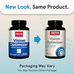 Jarrow Formulas Vision Optimizer Veggie Capsules - 180 Count - Eye Supplement - Dietary Supplement - with Grape Seed Extract, Lutein & Zeaxanthin, Quercetin & More - Non-GMO - Gluten Free