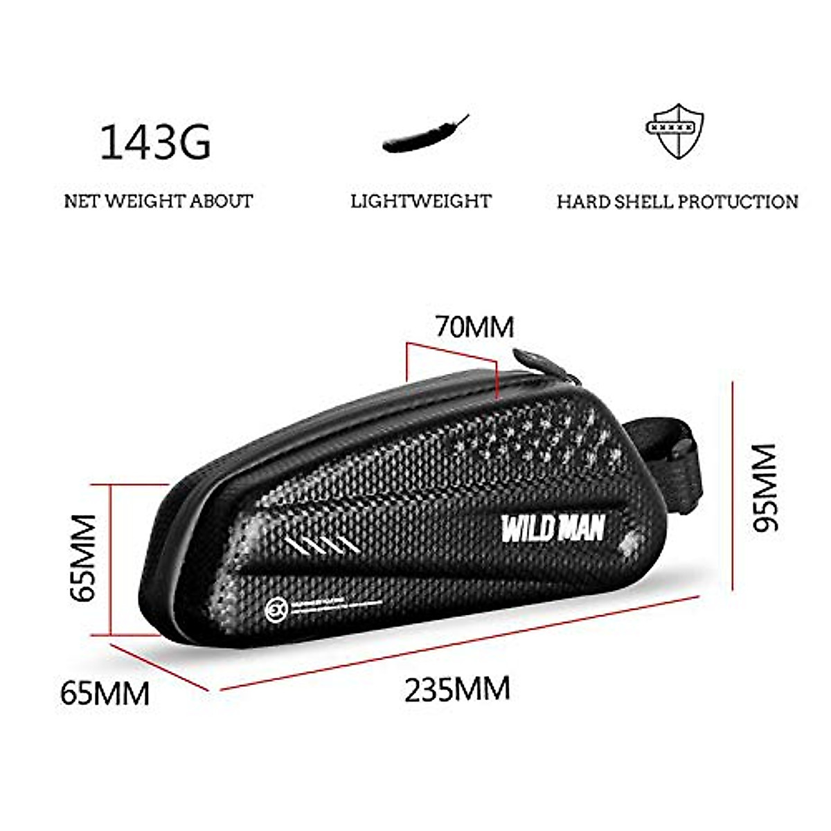 WILD MAN Waterproof Hard Shell Front Frame Bike Bag Large Capacity for Cycling Accessories Storage Suit for Road Mountain Cycling