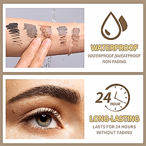 Waterproof Liquid Eyebrow Gels, Smudge-Proof, Sweat Resistant, Full Natural-24Hours Long Lasting Tinted Makeup Color Gel with Brow Pen…(BLACK-BROWN)