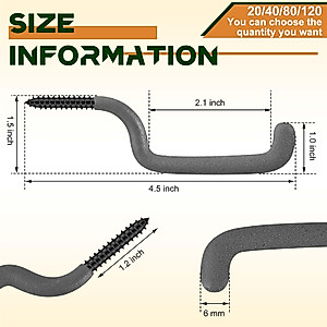 Amylove 40 Pcs Bow Hangers for Tree Stand Archery Bow Hunting Accessories Bow Hook Tree Stand Accessories Bow Gear Holder Screw in Accessory Hook Outdoor Hunting, 4.5 x 1.5 Inch (Gray)