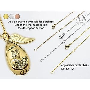 AX Minimalist Personalized Teardrop Urn Necklace For Dog Ashes, Rainbow Bridge Dog Necklace, Memorial Gifts, Rainbow Bridge Sympathy Gift (UNL-S23)