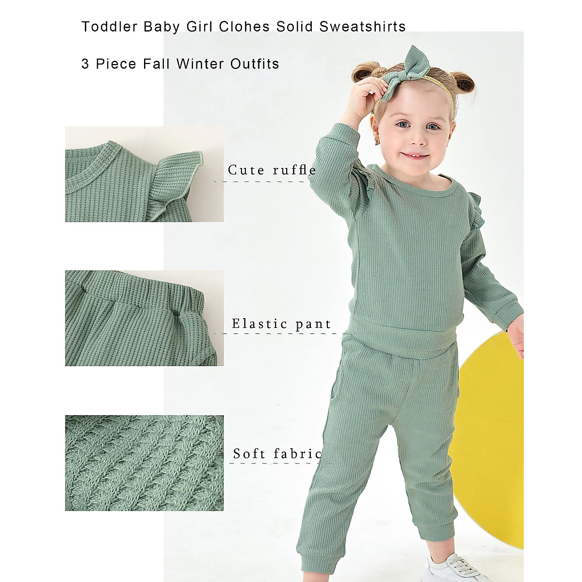 Toddler Baby Girl Clothes Top Pants Set Baby Girl Outfits Baby Girls' Clothing Cotton Baby Girl Stuff Green Gifts 12 to 18 Month Girl Clothes