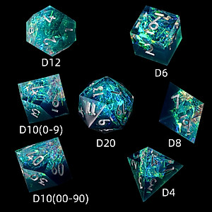 DND Dice Set Dungeon and Dragons Sharp Edge Dice Handmade Resin Polyhedral Dice RPG D20 Role Playing Gaming Dice for Party Games… (Style 5)