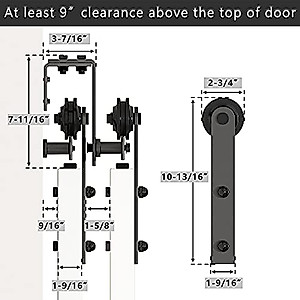 skysen 5.5FT Low Ceiling Heavy Duty Sliding Barn Door Hardware Double Track Bypass Double Door Kit Black(Bypass I Shape-2)