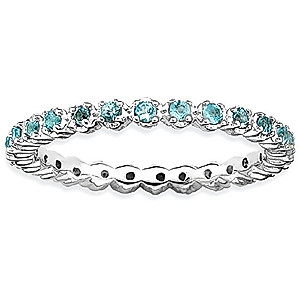 IceCarats 925 Sterling Silver Blue Topaz Stackable Ring Gemstone Band December Birthstone Jewelry Size 8.00