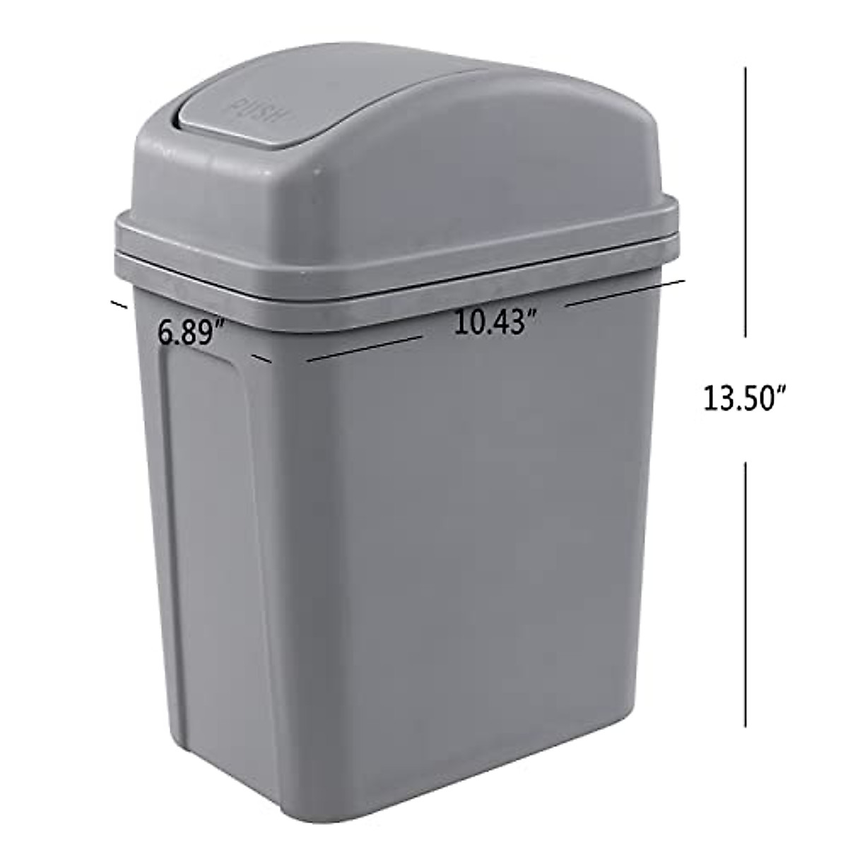 HOMMP 2 Gallon Small Swing Lid Trash Can, Swing-Top Garbage Can, Gray