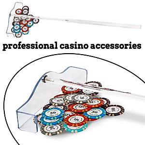 MrCarbon Acrylic Chip Rake, Fully Transparent, Casino Grade Pro Rake for Blackjack,Texas Hold'em,Telescopic Roulette Casino Poker