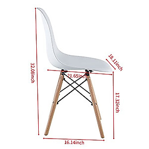 ATSNOW Mid Century Modern White Dining Chairs Set of 2, Plastic DSW Side Chairs for Kitchen Living Room Leisure