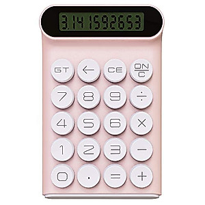 Mechanical Switch Calculator,Handheld for Daily and Basic Office,10 Digit Large LCD Display (Pink)