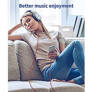 JSAUX Lightning to 3.5mm iPhone AUX Cord 6FT, [Apple MFi Certified] AUX Cord for iPhone Headphones Jack Compatible with iPhone 14/14 Plus/14Pro/13/13 Pro Max/12/12 Pro/11/X/XS/XR/8/Car Stereo-Red