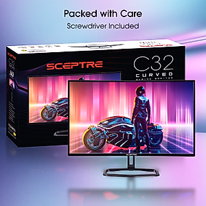 Sceptre Curved 32" FHD 1080p Gaming Monitor Up to 240Hz 1ms 99% sRGB AMD FreeSync Premium Build-in Speakers, HDMI x3 Displayport Machine Black (C325B-FWD240)