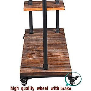 Diwhy Industrial Pipe Clothing Rack 4 Layers Pine Wood Shelving Shoes Rack With Wheels Cloth Hanger Household Shoe Rack Pipe Shelf Garment Racks