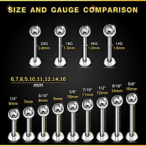 KJM FASHION 4PCS Surgical Steel Monroe Labret 16g 1.2mm 7/16 11mm 3mm Ball Forward Helix Medusa Tragus Lip Earrings Piercing Jewelry 7411