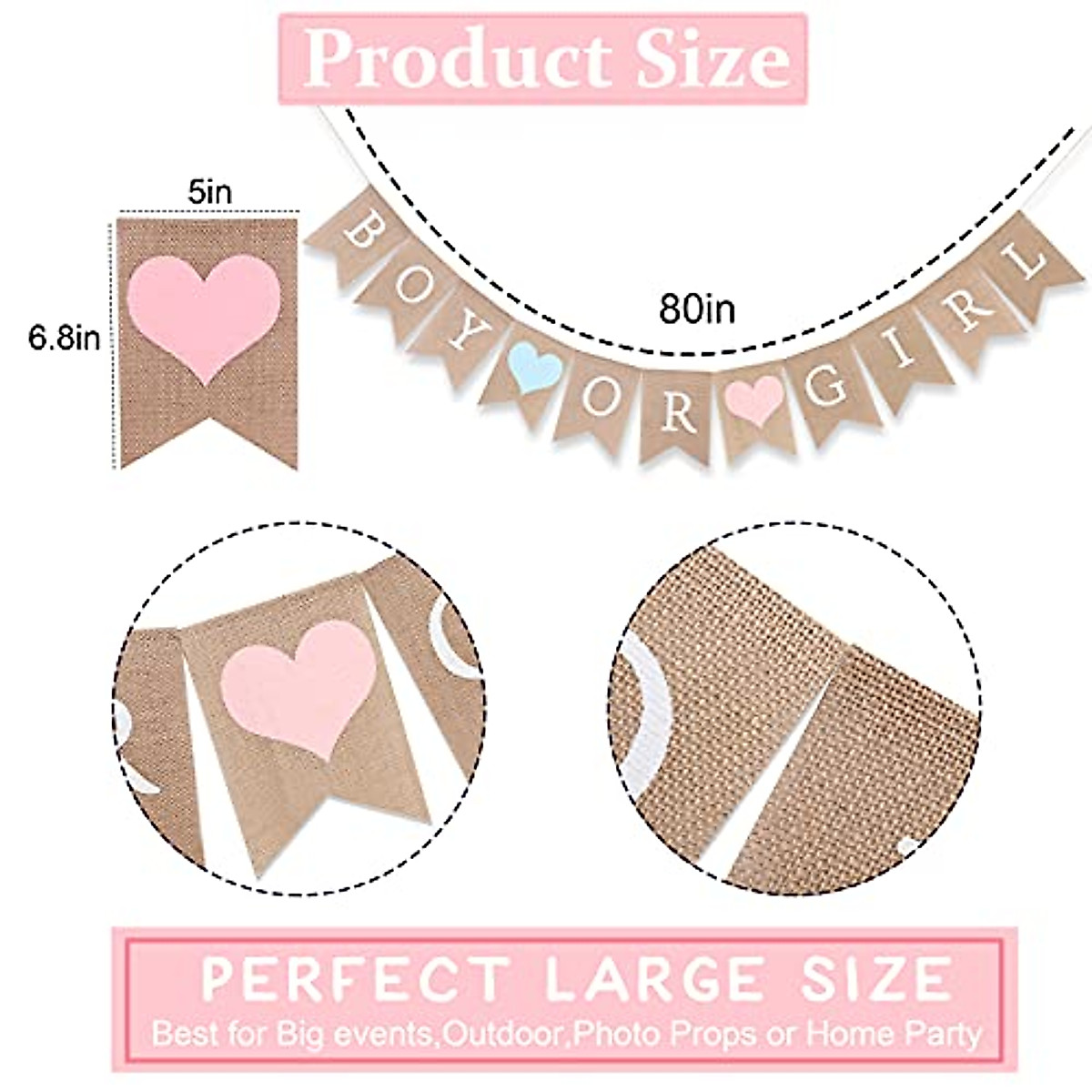 Boy or Girl Burlap Banner - Burlap Baby Shower Banner , Baby Shower Decorations , Gender Reveal, Rustic Girl Boy Shower Burlap Banner , Photo Decoration Props (Gender Reveal Banner)