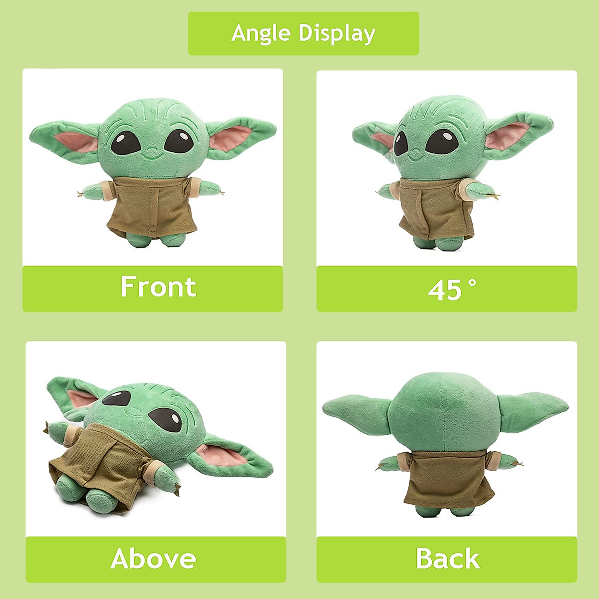 RONIAVL Child Yoda Plush Toys Little Baby Yoda with Scarf Cotton Soft Onesie Stuffed Doll Toys Gift for Kids Children Birthday Movie Fan Collectionist 3 and older (No Scarf)