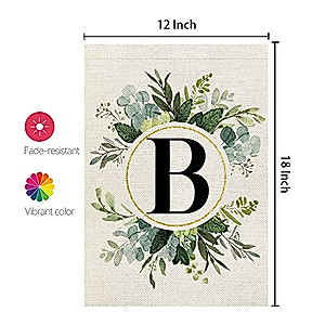 CROWNED BEAUTY Monogram Letter B Garden Flag Floral 12x18 Inch Double Sided for Outside Small Burlap Family Last Name Initial Yard Flag CF764-12