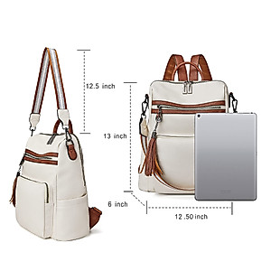 OPAGE Leather Backpack Purse for Women Fashion Tassel Ladies Shoulder Bags Designer Large Backpack Travel Bag