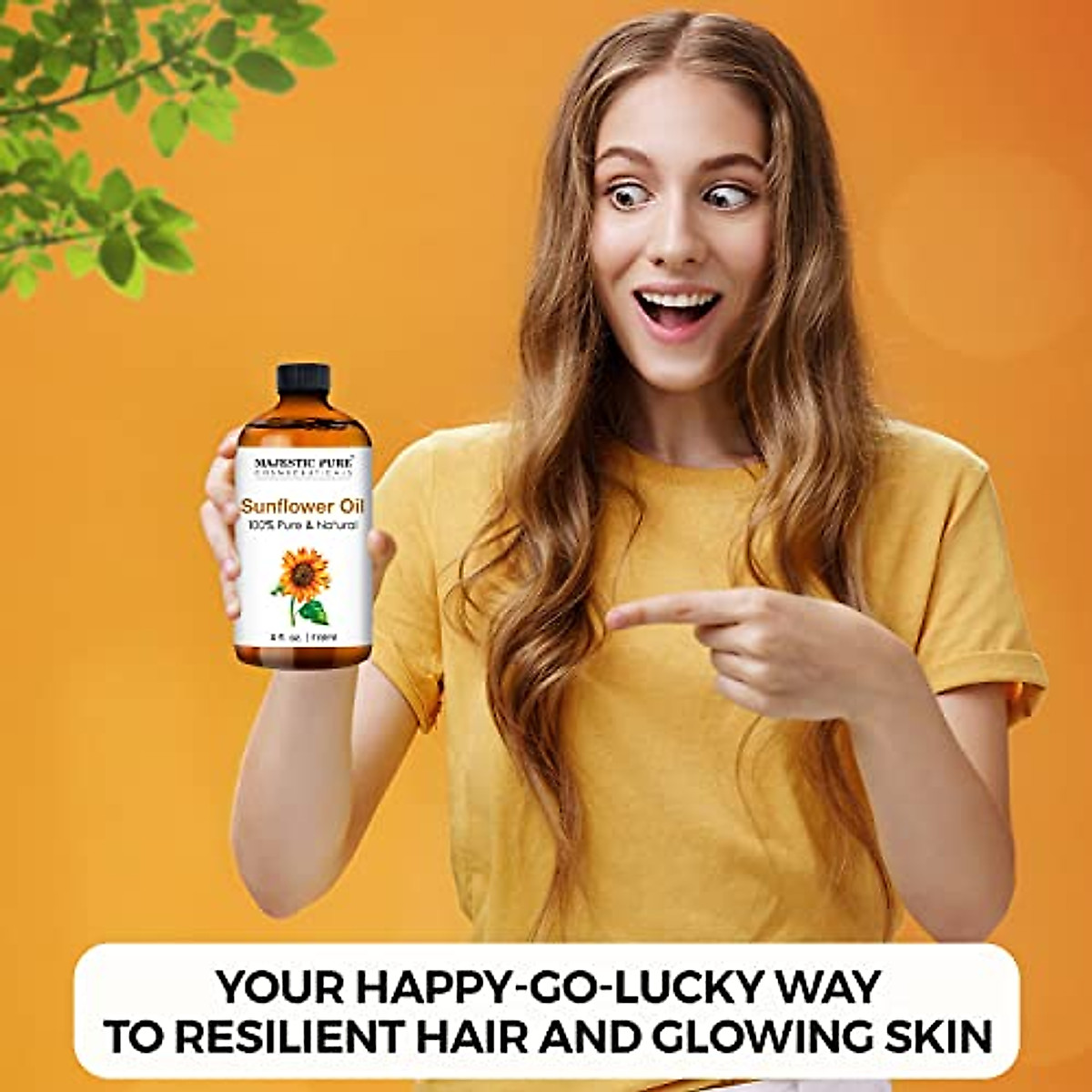 MAJESTIC PURE Sunflower Essential Oil | 100% Pure and Natural Sunflower Oil | Premium Grade Essential Oils for Hair Care, Home Diffusers, Skin, Aromatherapy, Massage and Humidifiers | 4 Fl Oz
