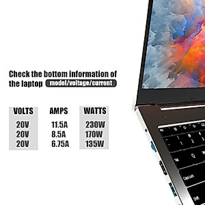 230W Charger Fit for Lenovo Legion 5-15 5i-15 5P-15 5Pro-16 Y540-15 Y545-15 Ideapad Legion Y900 Y910 Y920 Y730 Y740 Y7000 Thinkpad P51 P52 P53 P51 P50 P70 Laptop Power Adapter Supply Cord